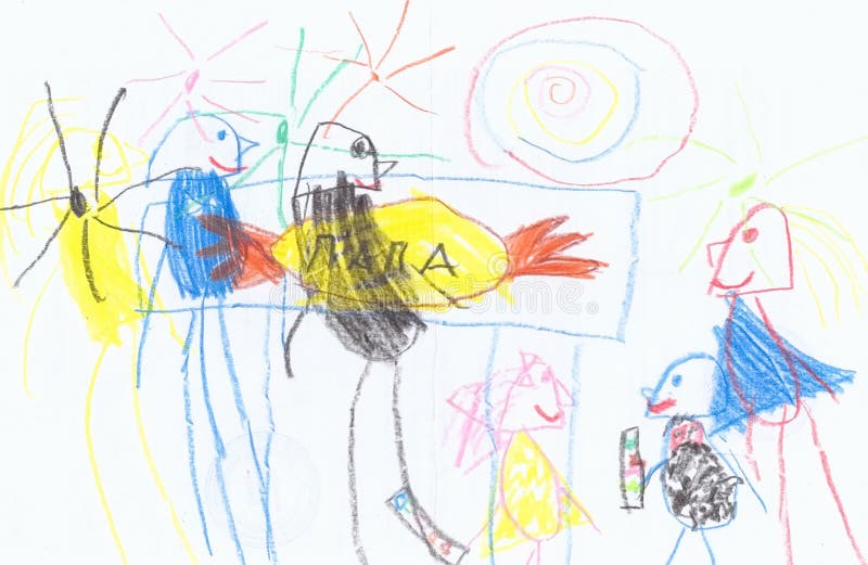 Children Drawing Pencils stock illustration. Illustration of sketch ...