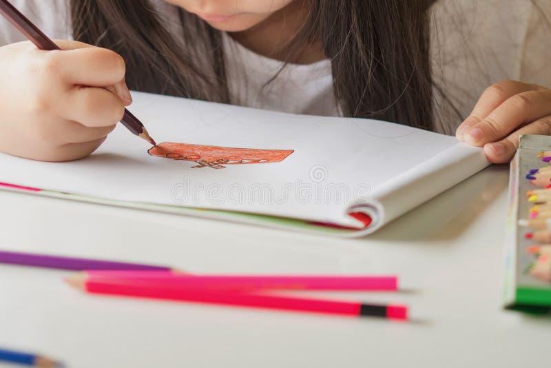 Children Drawing Selective Focus Stock Photo - Image of beautiful ...