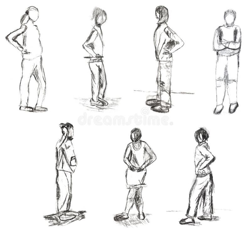 Children Drawing - Sketches of People Motion Stock Illustration ...