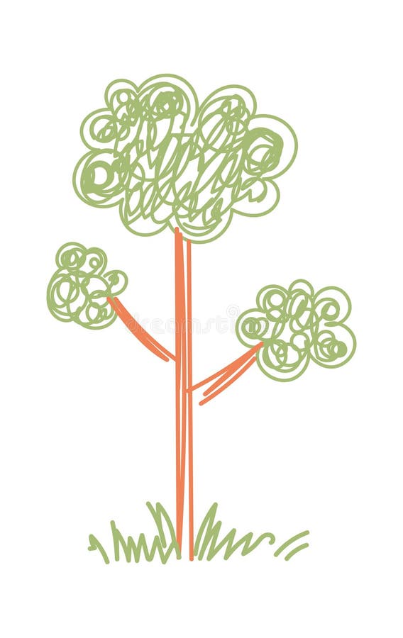 Children Drawing Tree by Pencil Stock Vector - Illustration of design ...