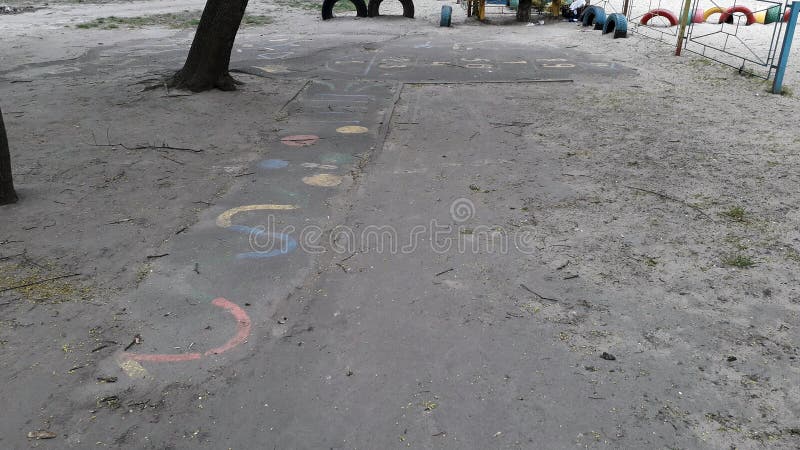 Children Drawings on the Pavement for Outdoor Games Stock Image - Image ...
