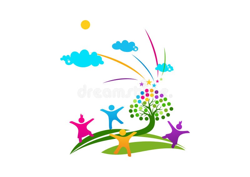 Children and dream tree stock vector. Illustration of futuristic - 59170428