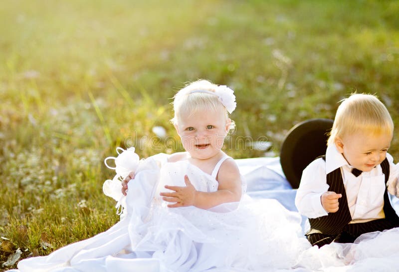 Children Dressed As Bride and Groom Stock Photo - Image of groom, play ...