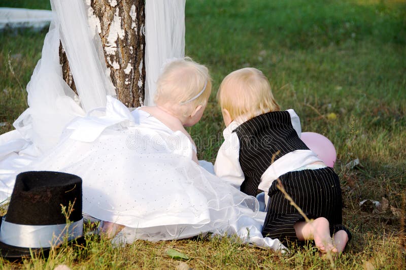 Children Dressed As Bride and Groom Stock Image - Image of baby, dress ...