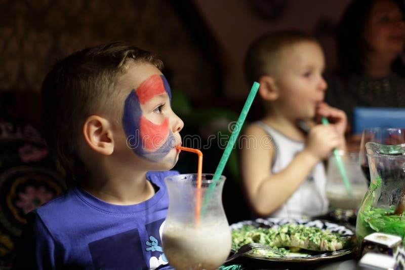 Children Drinking Milk Shake Stock Image - Image of caucasian, eating ...
