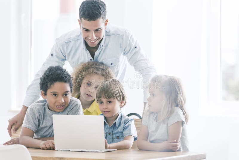 Children during E-learning Classes Stock Image - Image of curricular ...