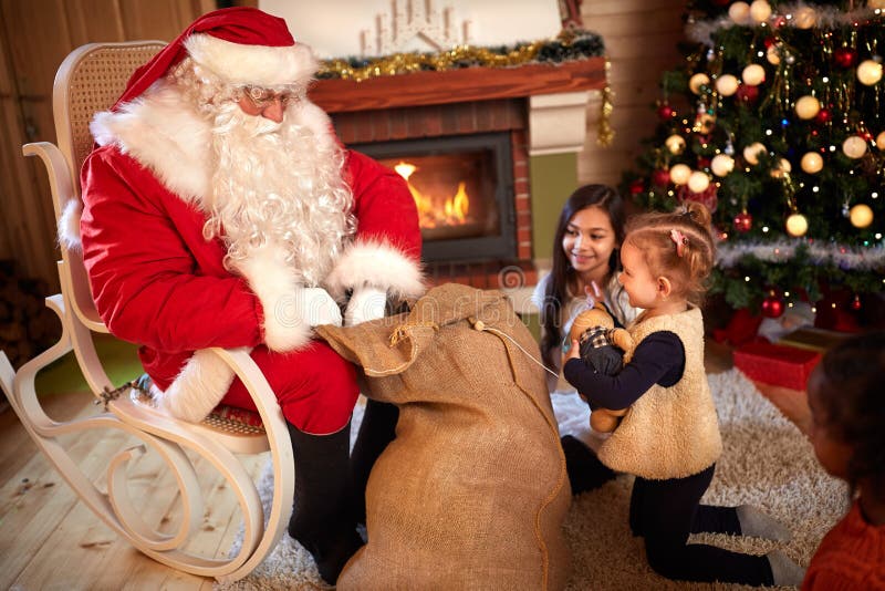 Children Eagerly Waiting Gift from Santa Claus Stock Image - Image of ...