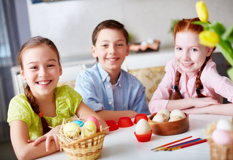 Children at Easter stock image. Image of schoolgirl, people - 54939011