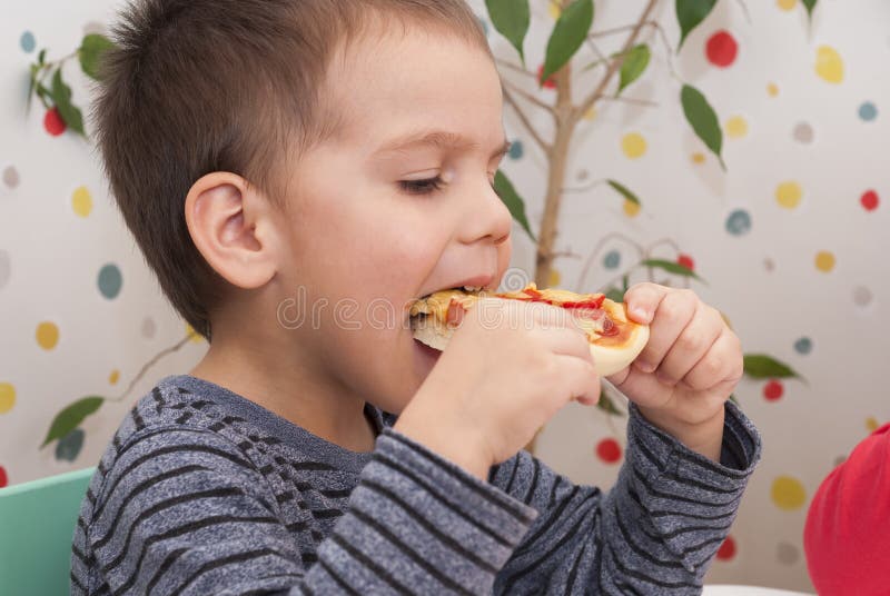Children eat pizza stock photo. Image of order, eating - 108301568