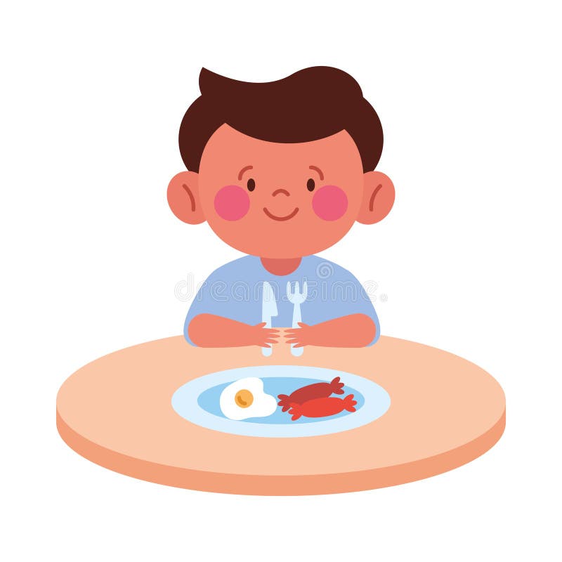 Children Eating Dinner Happy Stock Vector - Illustration of fresh ...