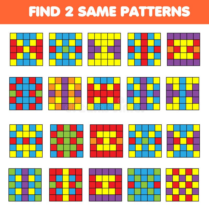 Children Educational Game. Find the Same Pictures. Find Two Abstract ...