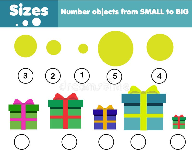 Children Educational Game. Learning Sizes Stock Vector - Illustration ...