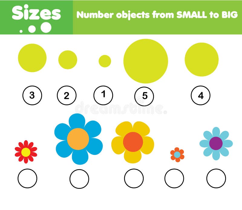 Children Educational Game. Learning Sizes Stock Vector - Illustration ...