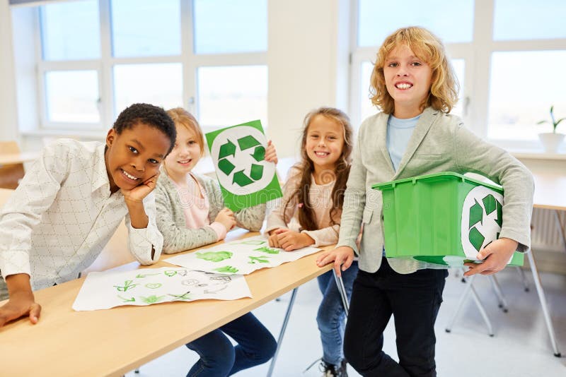 Children are Planning a Recycling Project Stock Image - Image of child ...