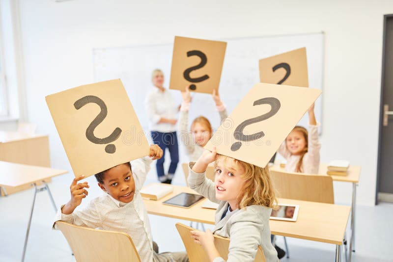Children in Elementary School Keep Question Mark Stock Photo - Image of ...