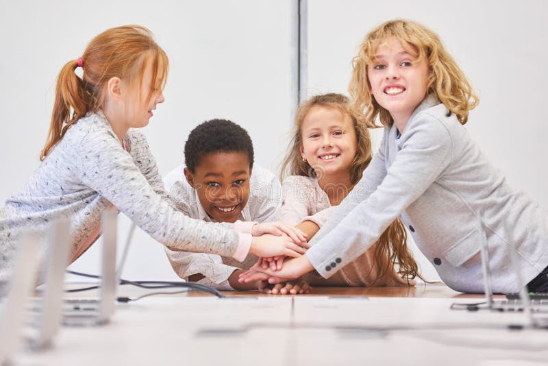 Children Stacking Hands As Symbol for Teamwork Stock Photo - Image of ...