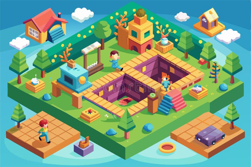 Children Engage in Adventurous Play with Colorful Structures and ...