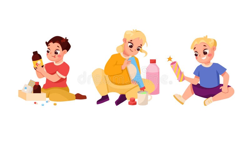 Children Engage in Creative Play Using Craft Materials and Tools for ...