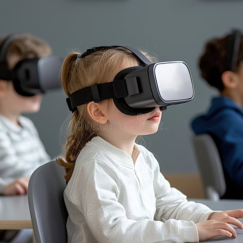 Children Engage in Virtual Reality Learning Wearing Headsets in a ...