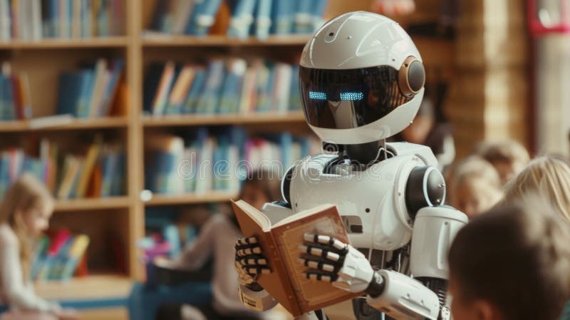 Children Engaged in Learning with a Friendly Robot at the Library Stock ...