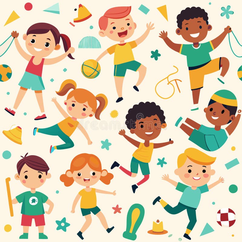 Children Engaged in Various Playful Sports and Activities Stock Photo ...