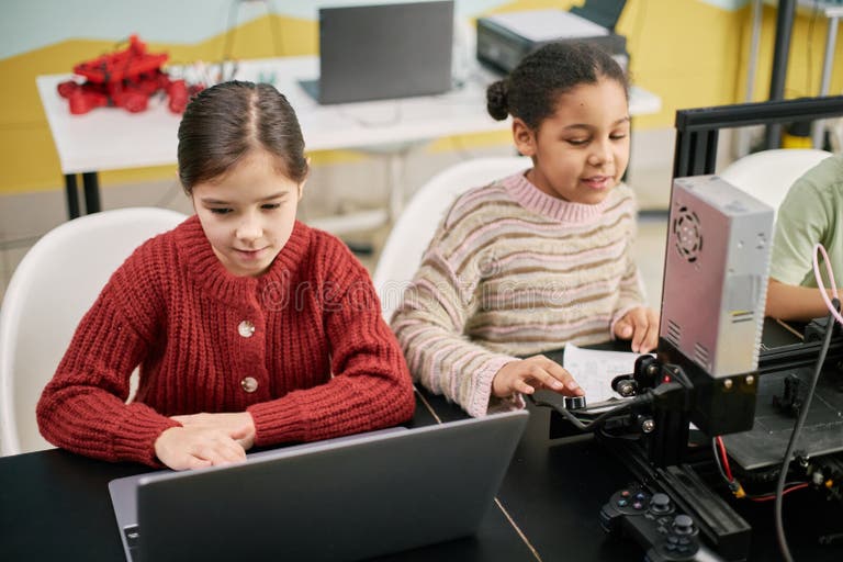 Children Engaging in Educational Technology Activities Stock Photo ...