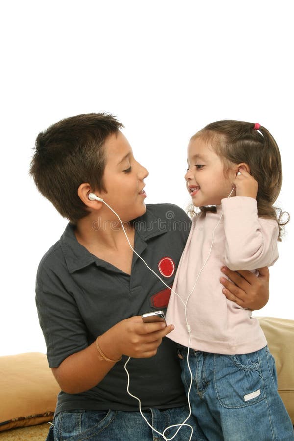 Children Enjoying a Mp4 Player Stock Image - Image of hearing, sharing ...