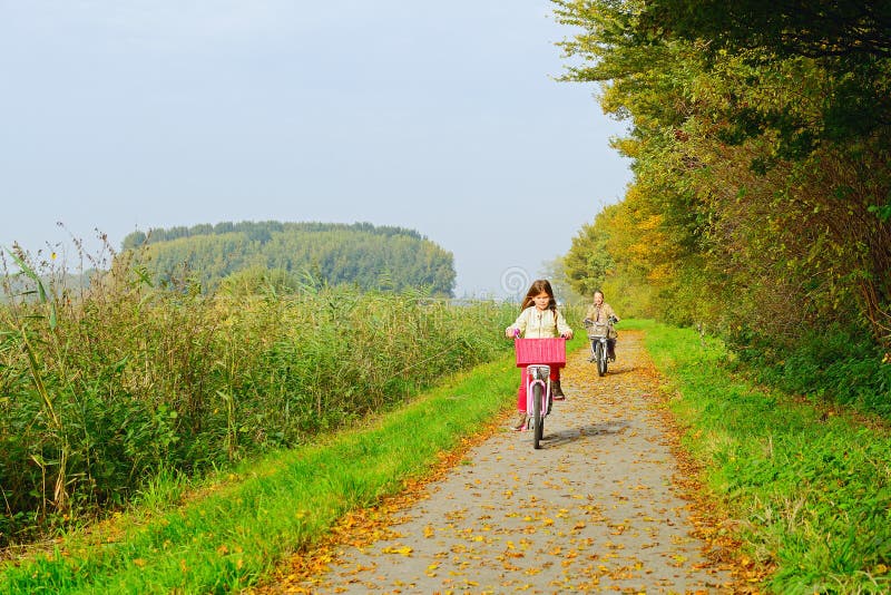 Children Enjoying Nature on Bicycle Stock Image - Image of action ...