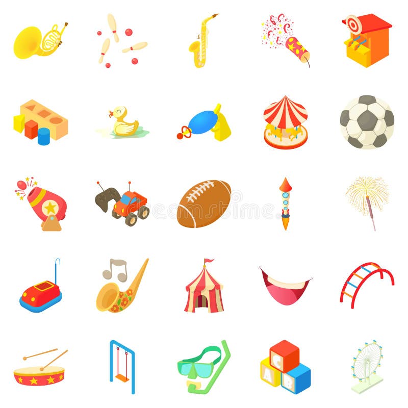 Children Event Icons Set, Cartoon Style Stock Vector - Illustration of ...