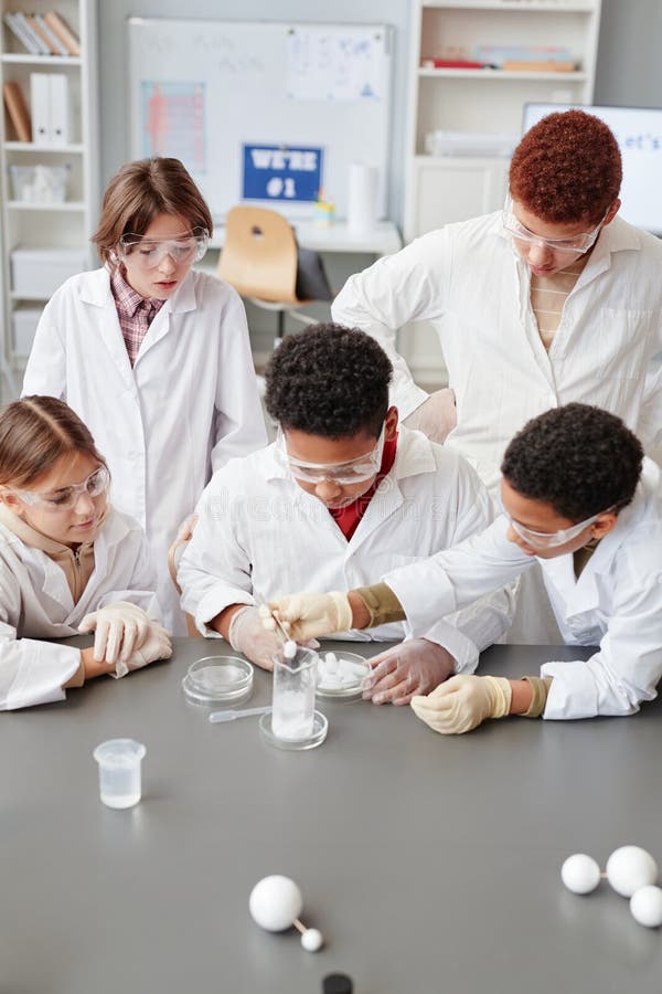 Children Experimenting in School Laboratory Stock Photo - Image of ...