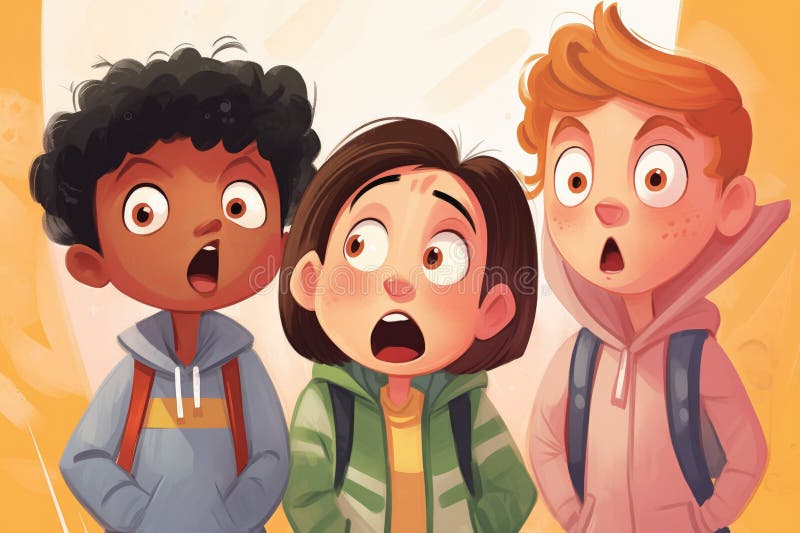 Children Expressing Shock at a Plot Twist Stock Image - Image of ...