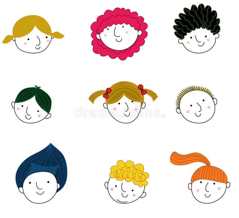 Children face set stock vector. Illustration of sweet - 43223471