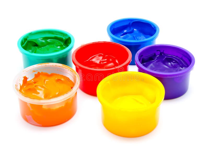 Children Finger Paint Isolated Stock Photo - Image of container, blue ...