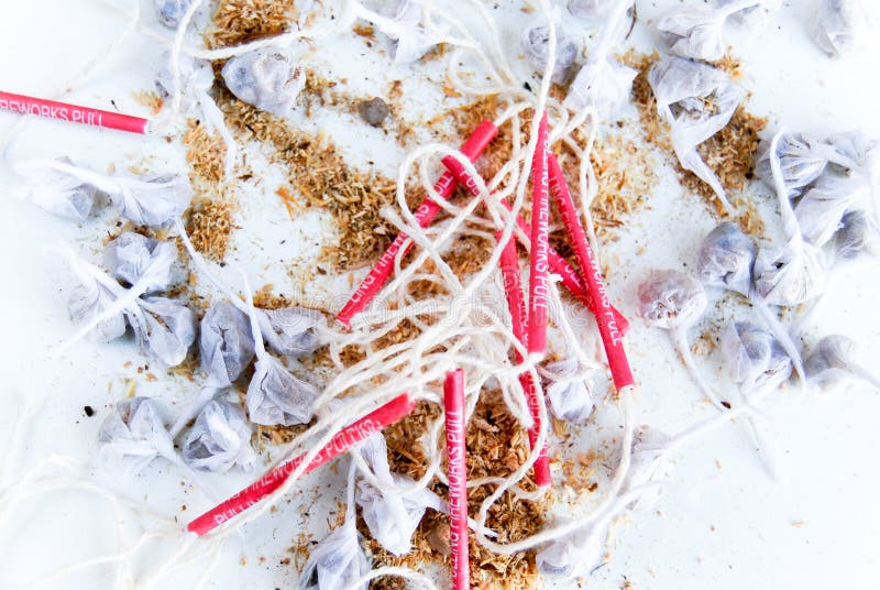 Children Fireworks Small Bombs And Pulling Rope Picture. Image: 3930087