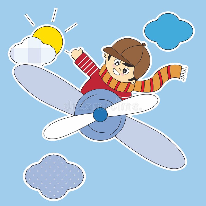 Children flying aircraft stock vector. Illustration of stickers - 23622088
