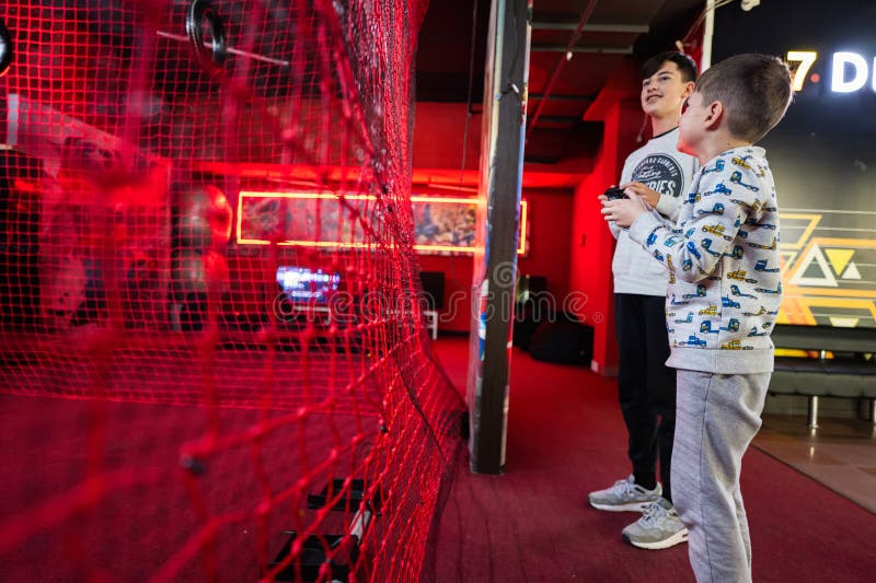 Children Flying Remote Control Drones Game Indoor Play Zone Stock Image ...