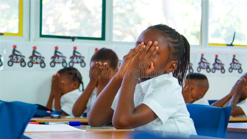 Students Engaged in a Concentration Activity in Classroom during ...