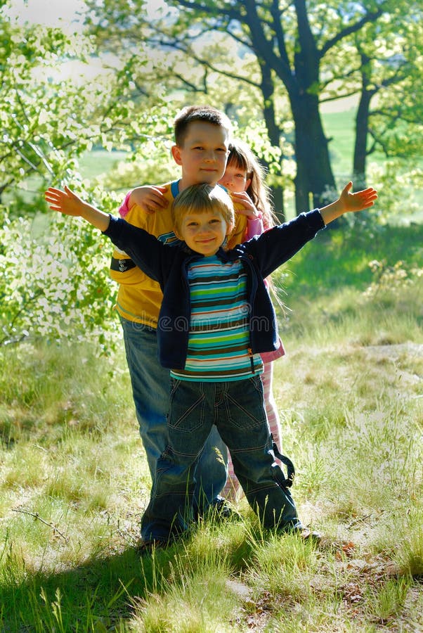 Children in forest stock image. Image of kids, colorful - 2418109
