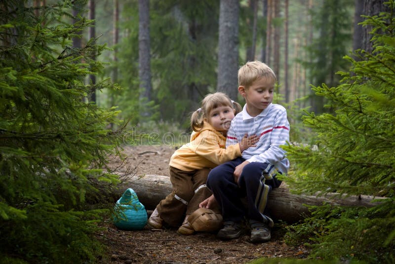 Children in the forest stock photo. Image of dreamer, expression - 6259188