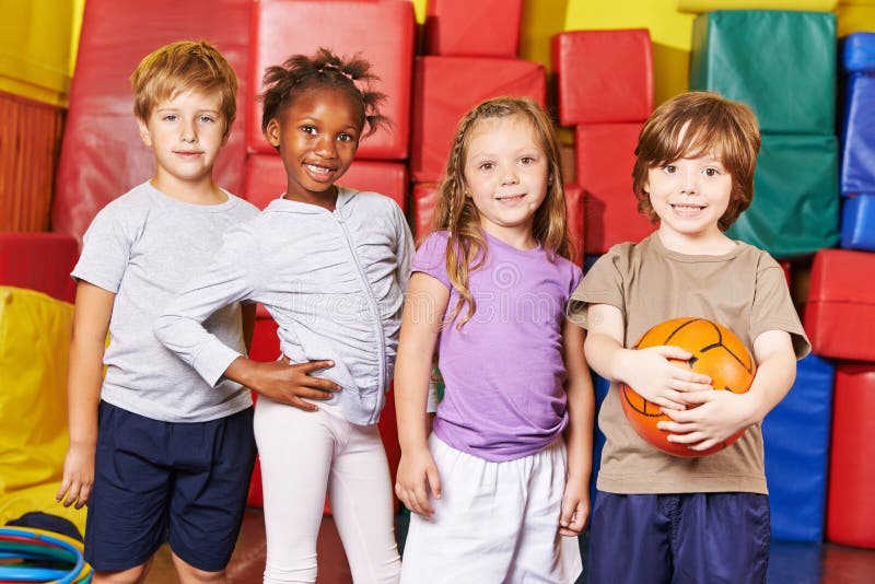 Children Forming Team for Ball Game in Gym Stock Image - Image of ...