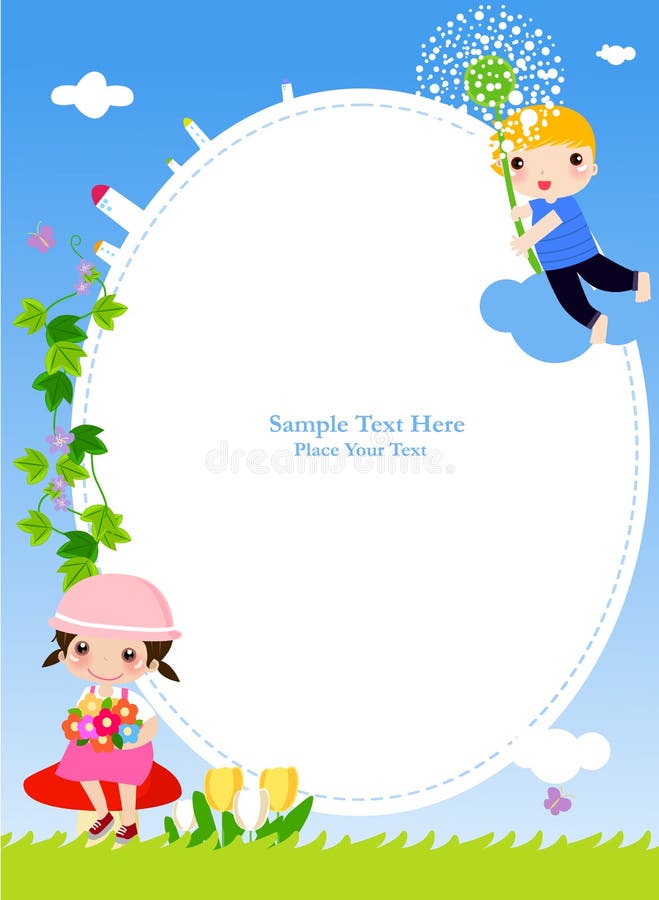 Children and frame stock vector. Illustration of pencil - 14543952