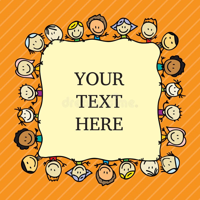 Colored Happy Children Frame Stock Illustration - Illustration of group ...