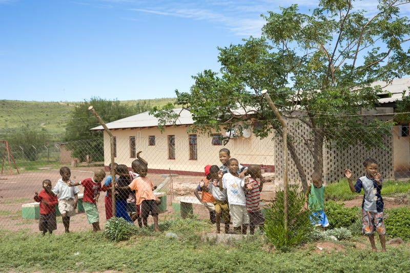 Children in Front of a School - Hostel in Namibia Editorial Photography ...