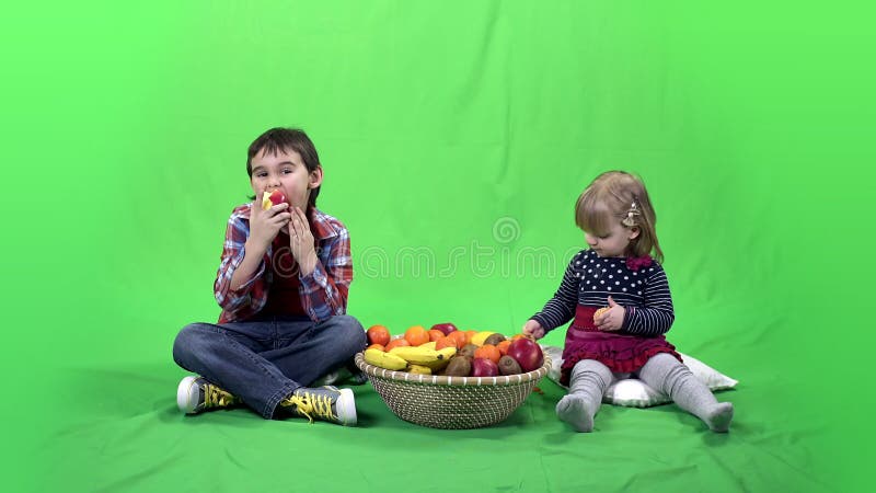 Children, Fruits and Green Screen 4k ProRes, 4.2.2 Stock Video - Video ...