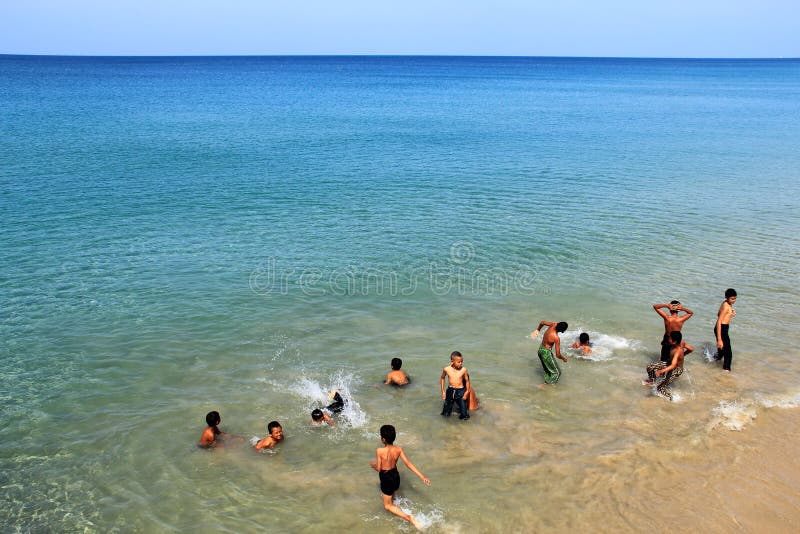 Children Fun at the Blue Sea Editorial Photography - Image of holiday ...