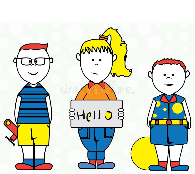 Children Funny Hello Vector Stock Vector - Illustration of childlike ...