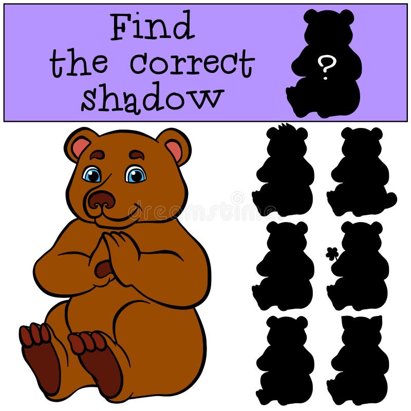 Children Games: Find the Correct Shadow. Cute Little Bear. Stock Vector ...