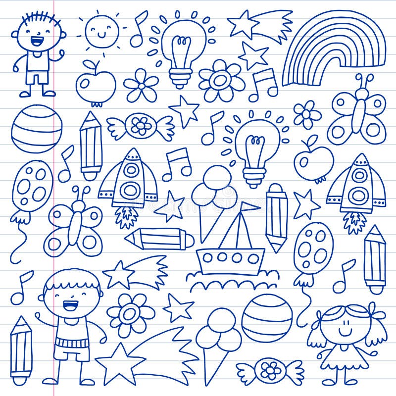 Children Garden, Patern, Hand Drawn Children Garden Elements Pattern ...