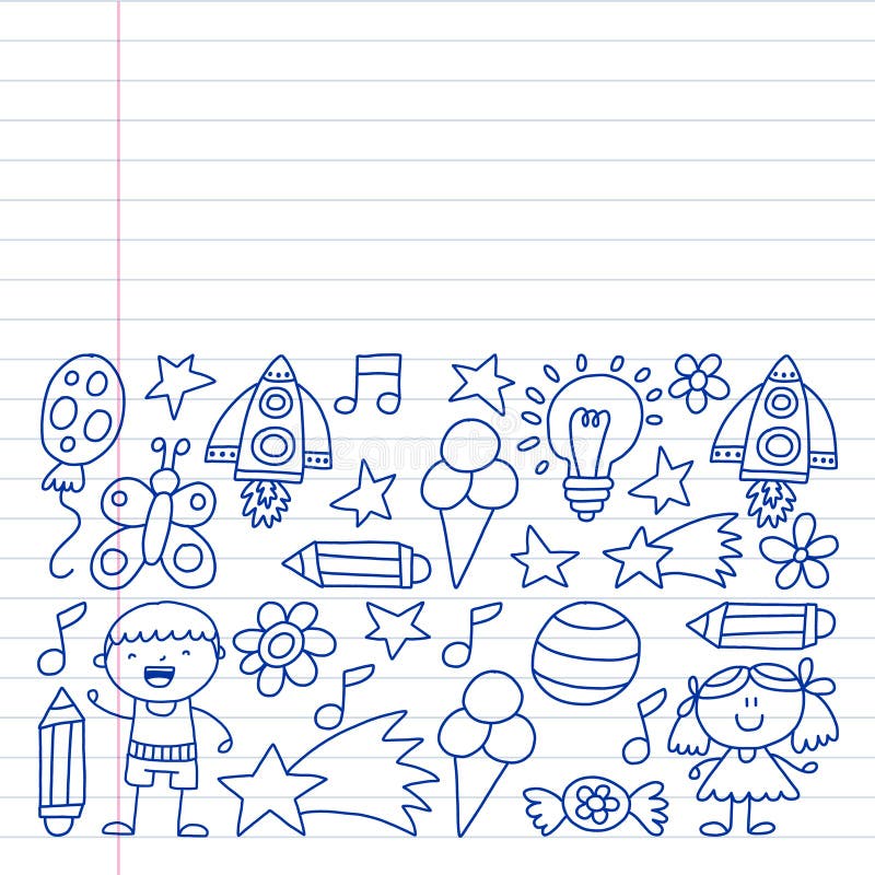 Children Garden, Patern, Hand Drawn Children Garden Elements Pattern ...