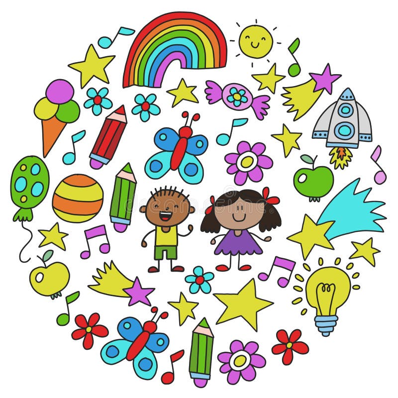 Children Garden, Patern, Hand Drawn Children Garden Elements Pattern ...